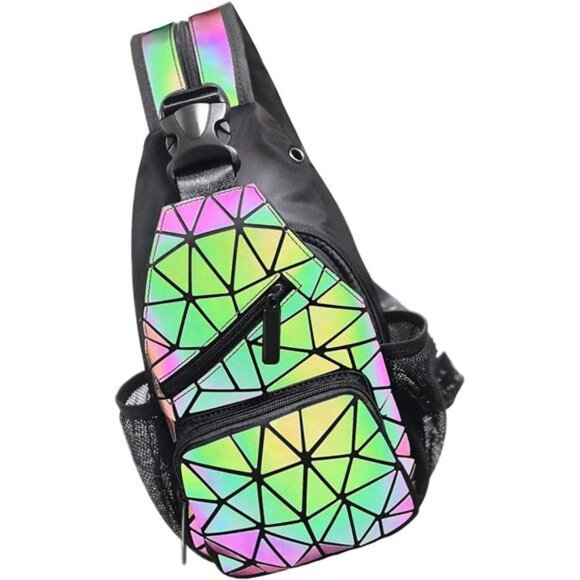 Bags | Geometric Backpack Luminous Holographic Purse Color Changes ...